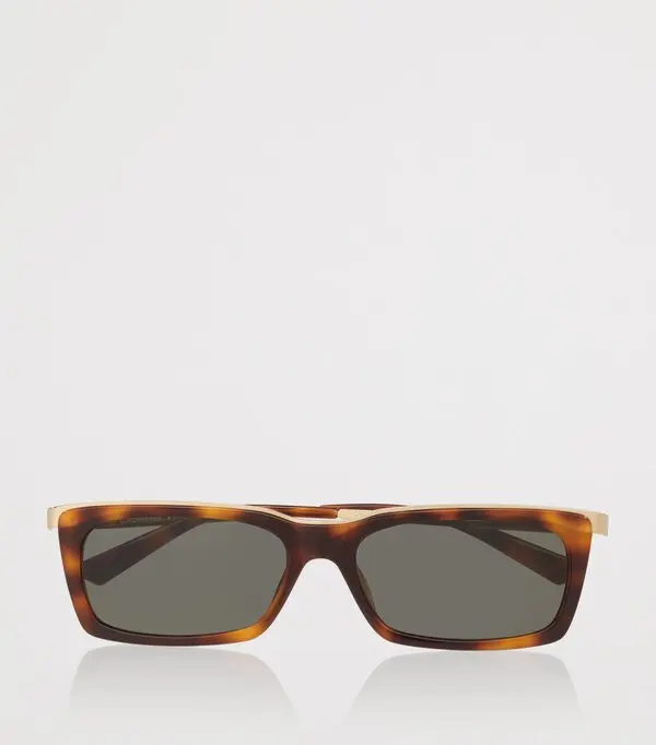 Saint Laurent Tortoiseshell Rectangle Full Rim Sunglasses