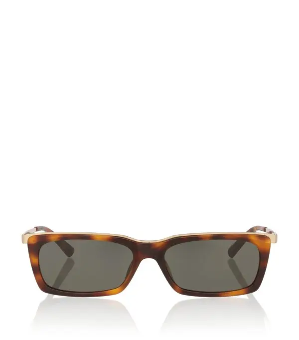 Saint Laurent Tortoiseshell Rectangle Full Rim Sunglasses - Brown