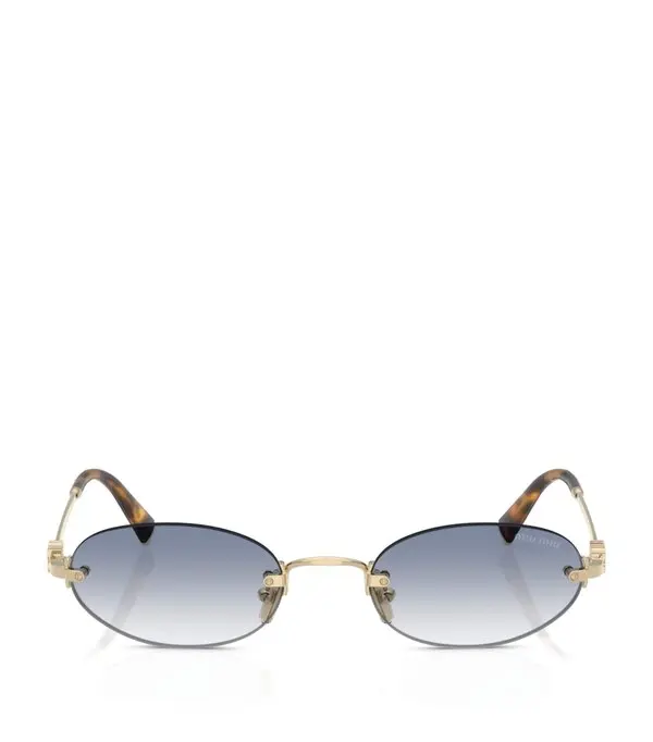 Miu Miu Oval Metal Sunglasses - Gold