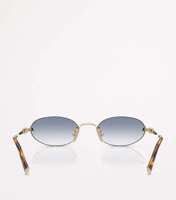 Miu Miu Oval Metal Sunglasses - Gold
