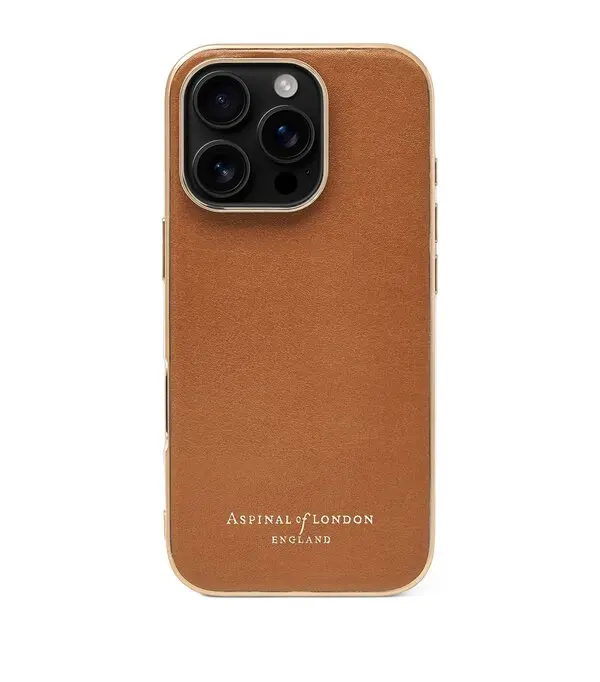 ASPINAL OF LONDON Leather Iphone 16 Pro Case - Brown