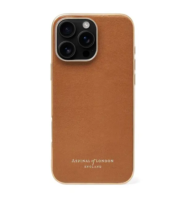 ASPINAL OF LONDON Leather Iphone 16 Pro Max Case - Brown