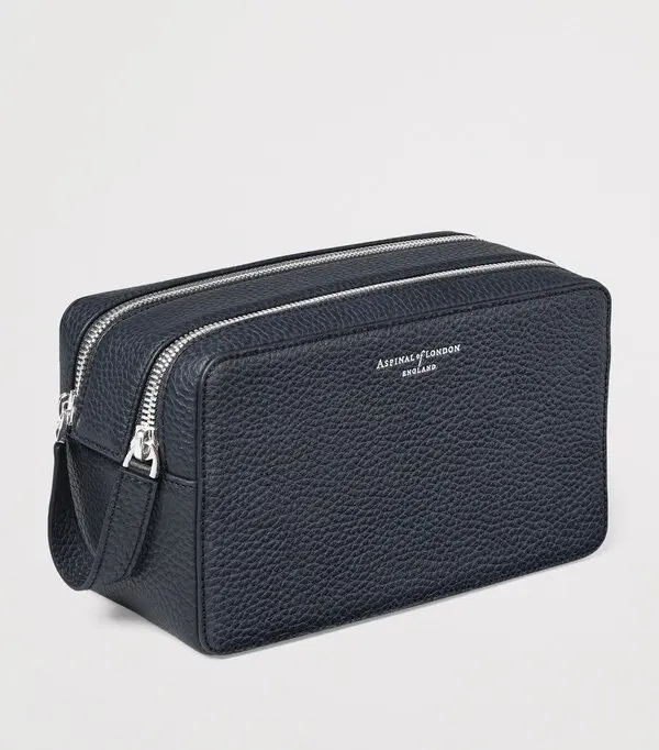 ASPINAL OF LONDON Leather Toiletry Bag - Navy