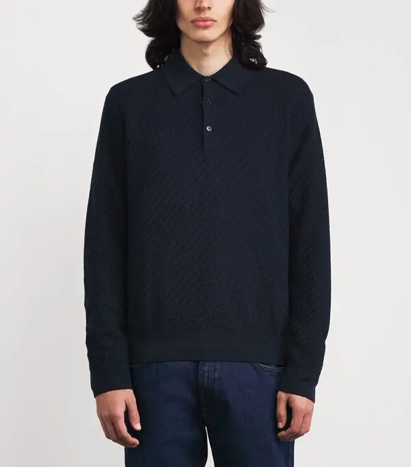Brioni Cotton-silk-cashmere Polo Shirt - Blue