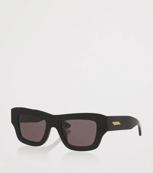 Bottega Veneta Rectangular Full Rim Acetate Sunglasses - Black