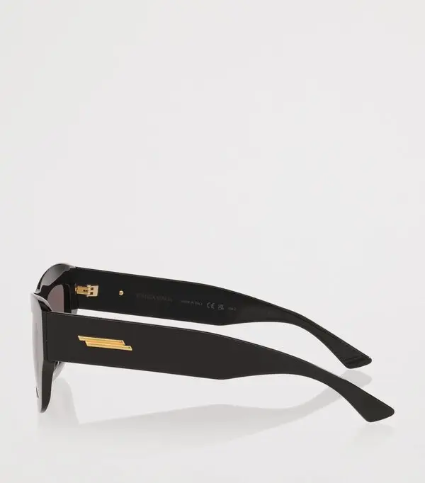 Bottega Veneta Rectangular Full Rim Acetate Sunglasses - Black