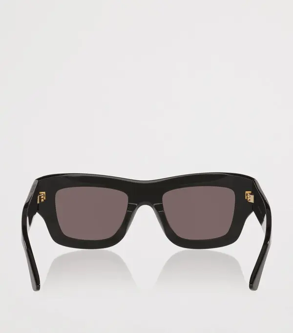 Bottega Veneta Rectangular Full Rim Acetate Sunglasses - Black