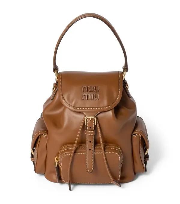 Miu Miu Leather Backpack - Brown
