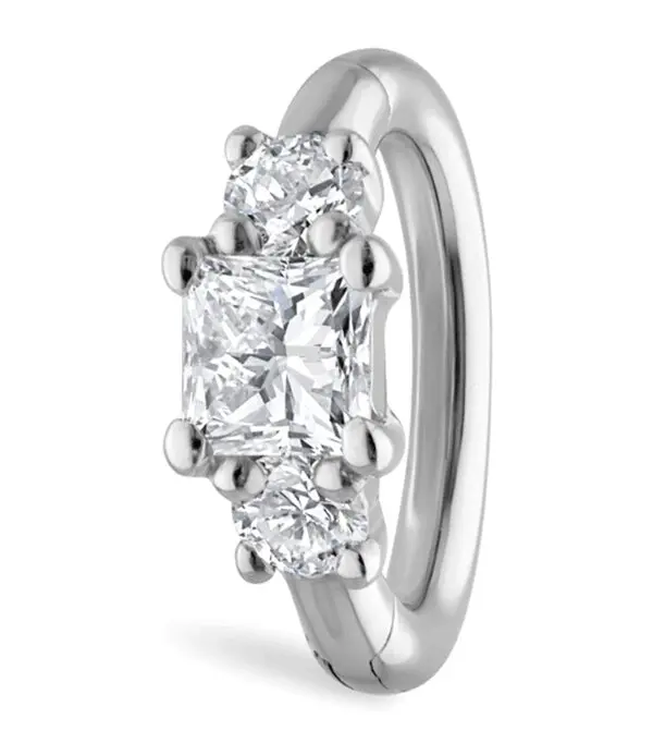 MARIA TASH Diamond Princess Single Hoop Earring - White