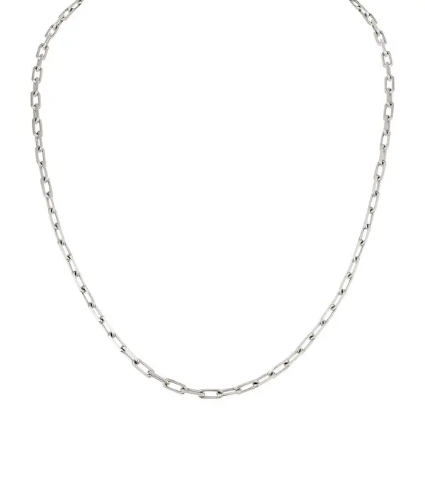 Cartier Santos De Chain Necklace In White Gold - Silver