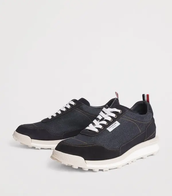 Thom Browne Denim And Suede Sneakers