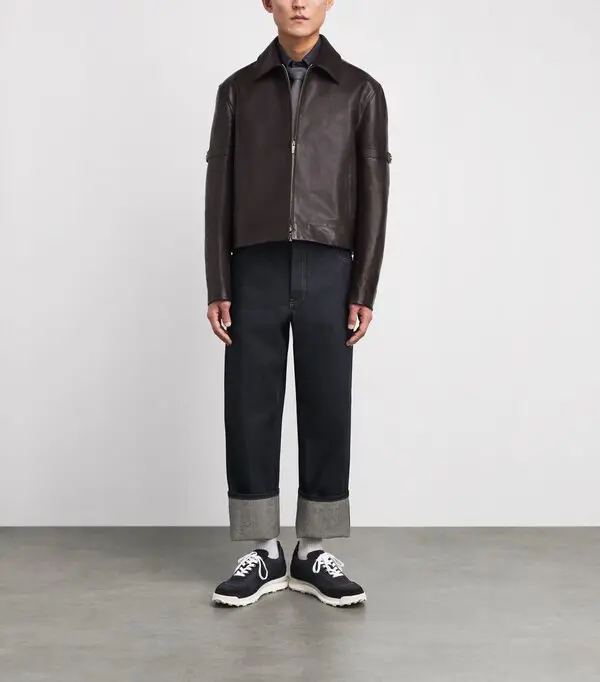 Thom Browne Denim And Suede Sneakers