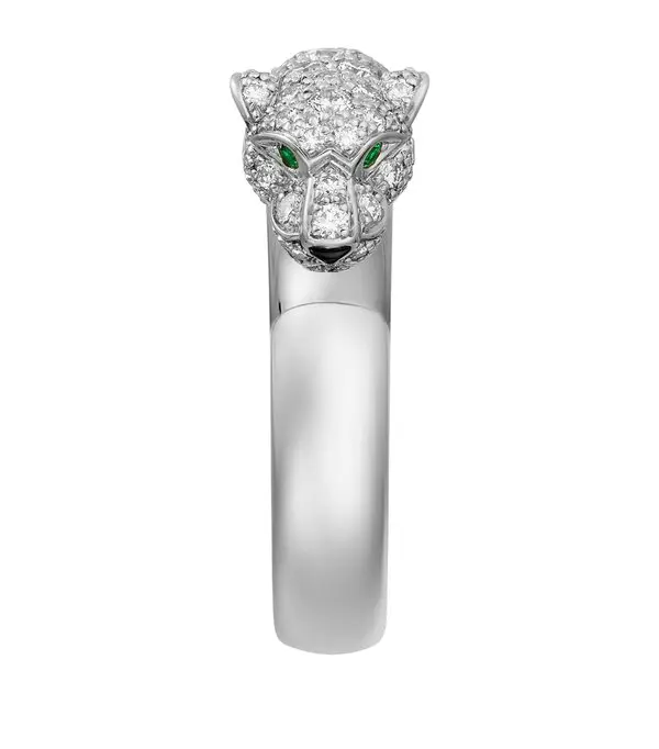 Cartier Panthère De Diamond And Emerald Ring In Gold