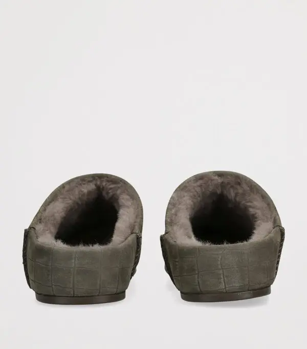 UGG Leather Embossed Elea Slippers - Grey