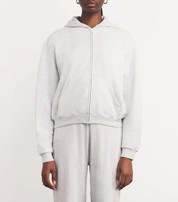 SKIMS Cotton-blend Fleece Classic Zip-up Hoodie - Grey