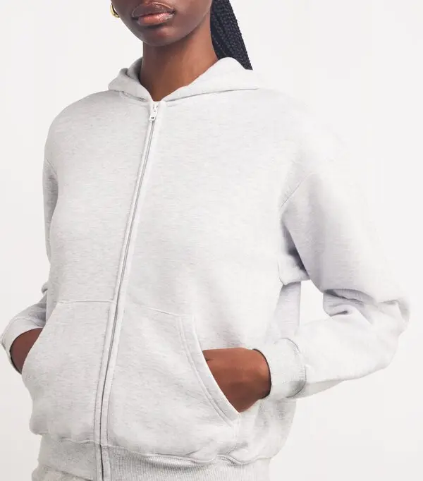 SKIMS Cotton-blend Fleece Classic Zip-up Hoodie - Grey