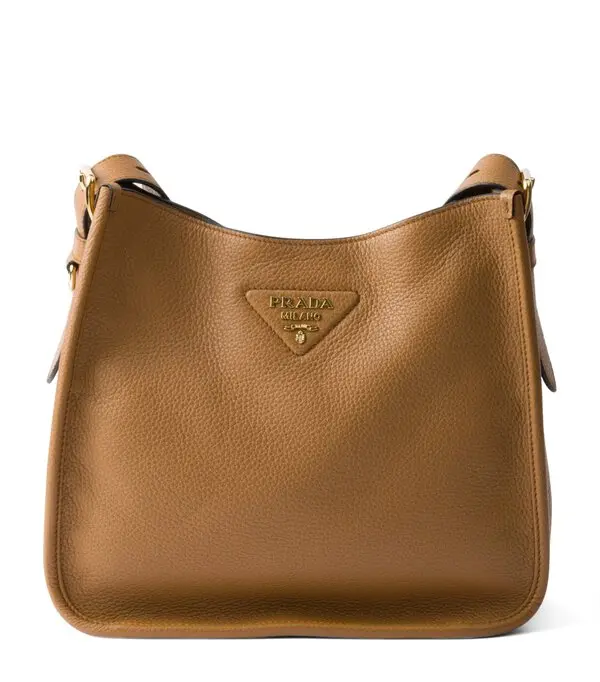 Prada Medium Leather Shoulder Bag - Brown