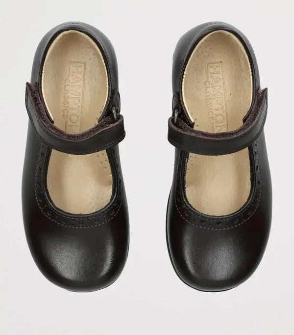 Trotters Leather Emma School Shoes With Velcro Fastening - Brown