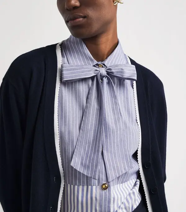 Sandro Cotton Stripe Shirt With Gold-tone Buttons - Blue