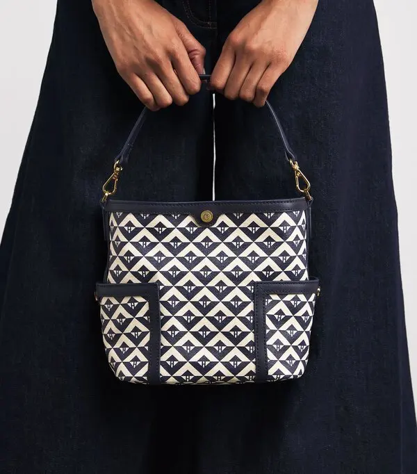 Harrods Coated Canvas Geometric Bucket Bag
