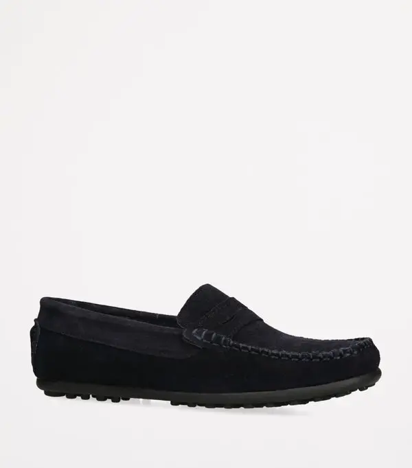 PAPOUELLI Leather Felix Loafers - Navy