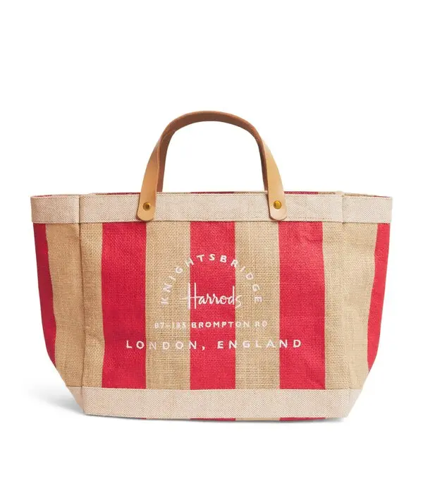 Harrods Small Canvas Stripe Knightsbridge Shopper Bag - Red