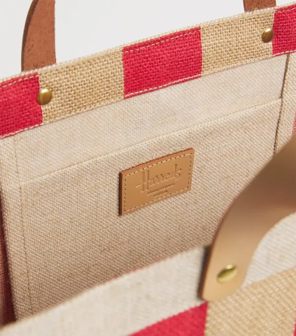 Harrods Knightsbridge Stripe Canvas Shopper Bag - Red