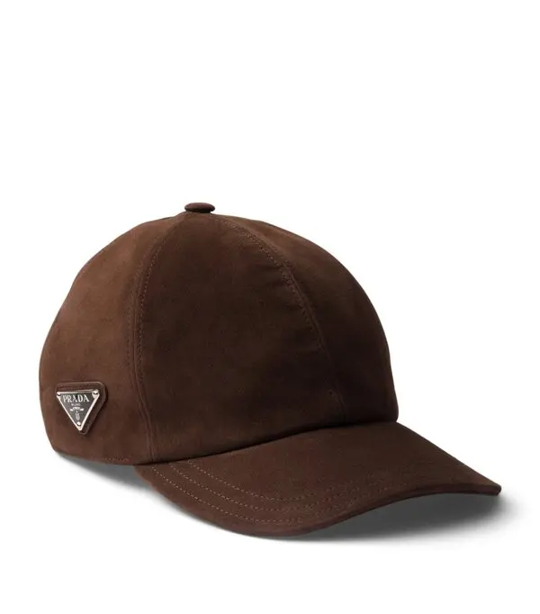 Prada Suede Baseball Cap - Brown