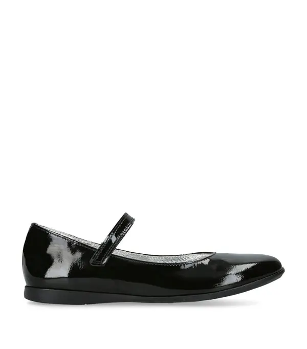 PAPOUELLI Patent Leather Evie Mary Jane Flats - Black