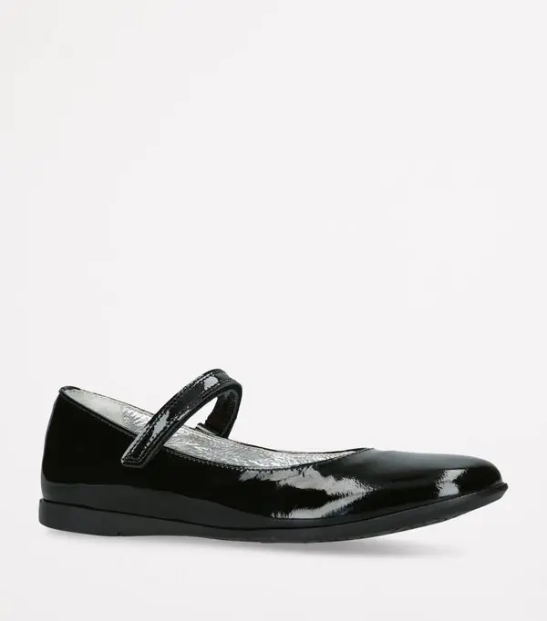 PAPOUELLI Patent Leather Evie Mary Jane Flats - Black