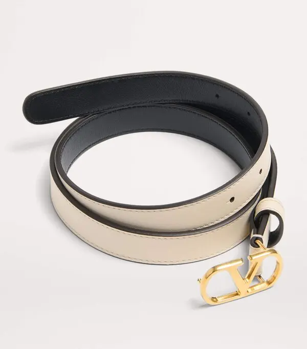 Valentino Garavani Vlogo Signature Leather Belt - Ivory