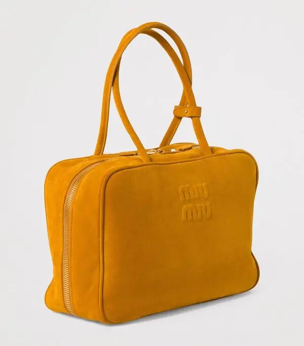 Miu Miu Suede Beau Top Handle Bag - Brown