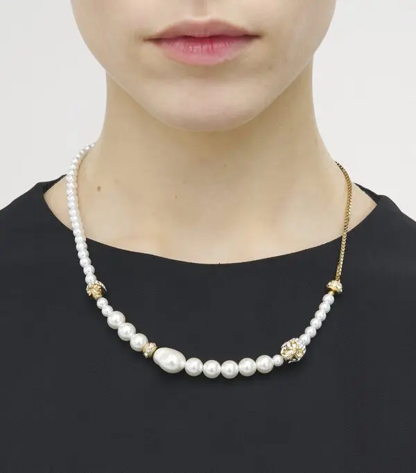 Alexander McQueen Faux Pearl And Skull Necklace