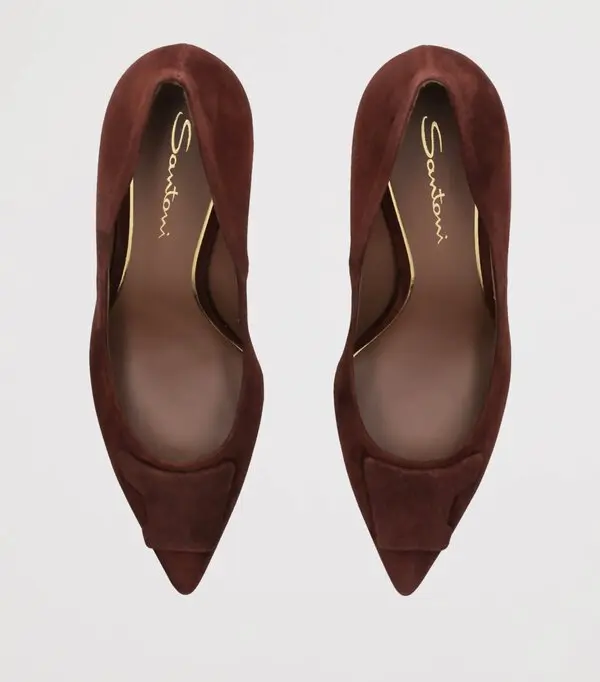 Santoni Suede Sibille Pumps 85 - Brown