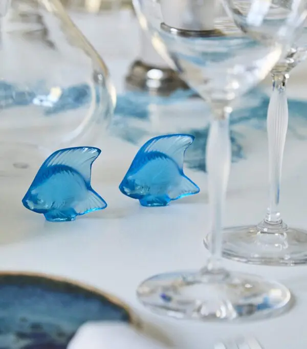 Lalique Crystal Fish Sculpture - Blue