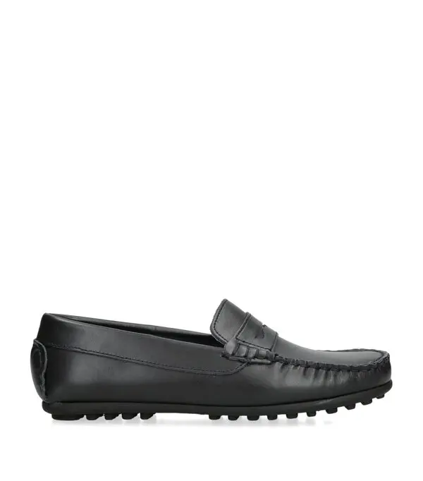 PAPOUELLI Leather Felix Loafers - Navy