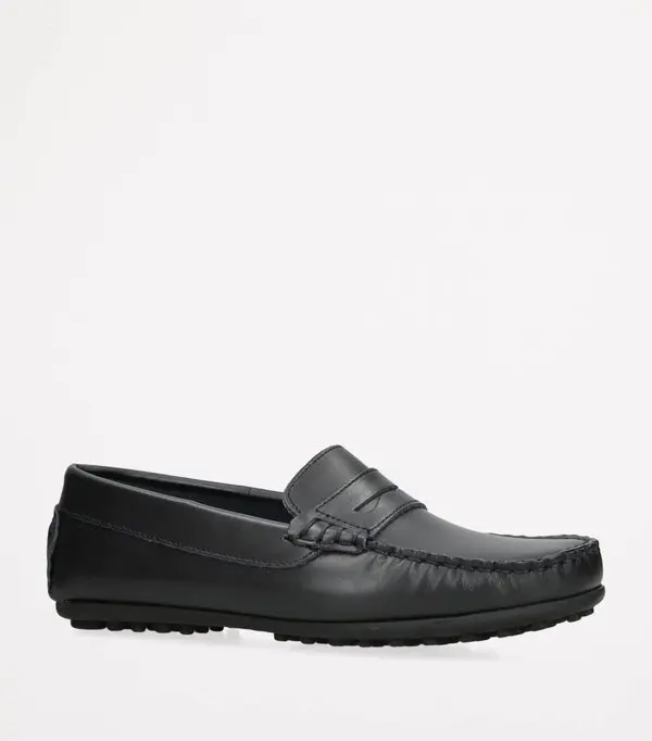 PAPOUELLI Leather Felix Loafers - Navy