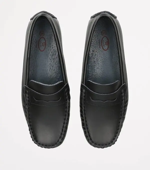 PAPOUELLI Leather Felix Loafers - Navy