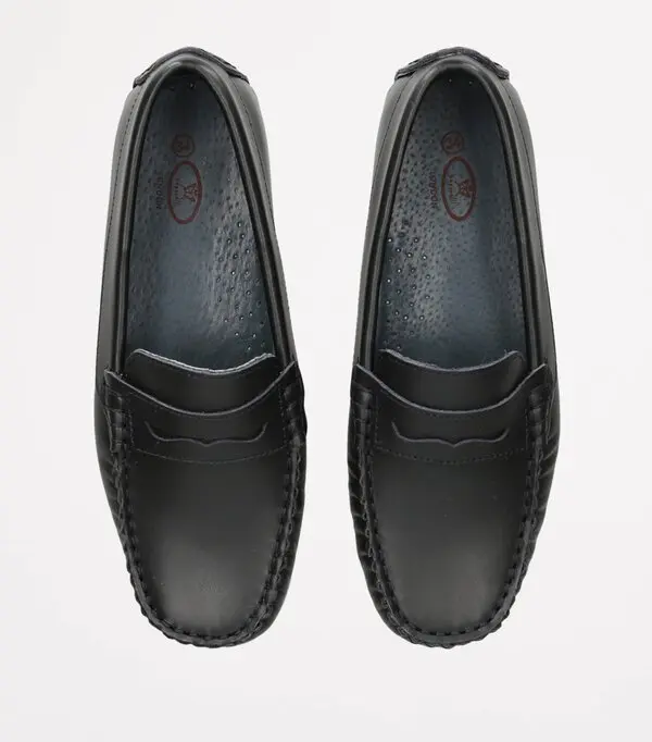 PAPOUELLI Leather Felix Loafers - Navy