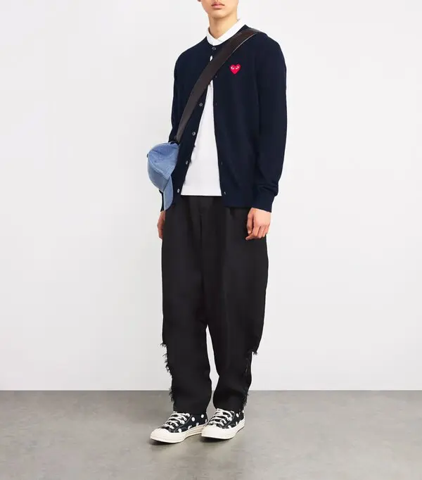 Play Comme Des Garcon Wool Heart Cardigan