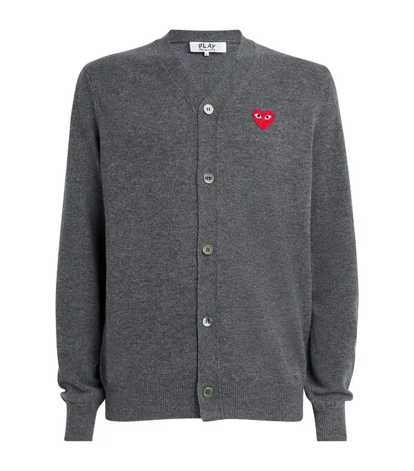 Play Comme Des Garcon Wool Heart Cardigan
