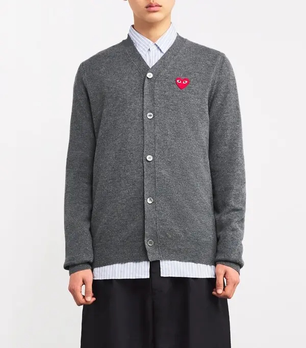 Play Comme Des Garcon Wool Heart Cardigan