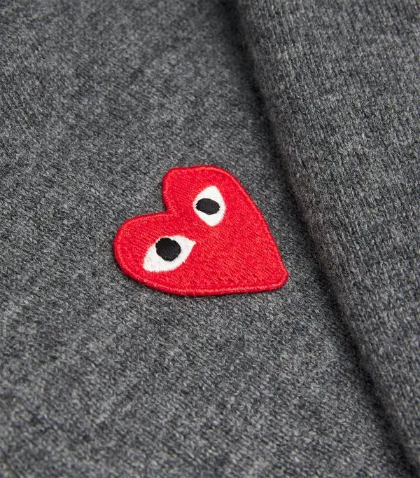 Play Comme Des Garcon Wool Heart Cardigan