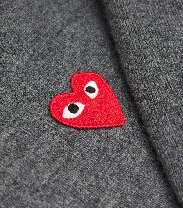 Play Comme Des Garcon Wool Heart Cardigan