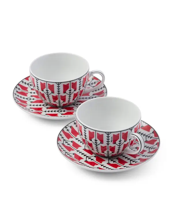 Prada Porcelain Cappuccino Cup And Saucer - Red