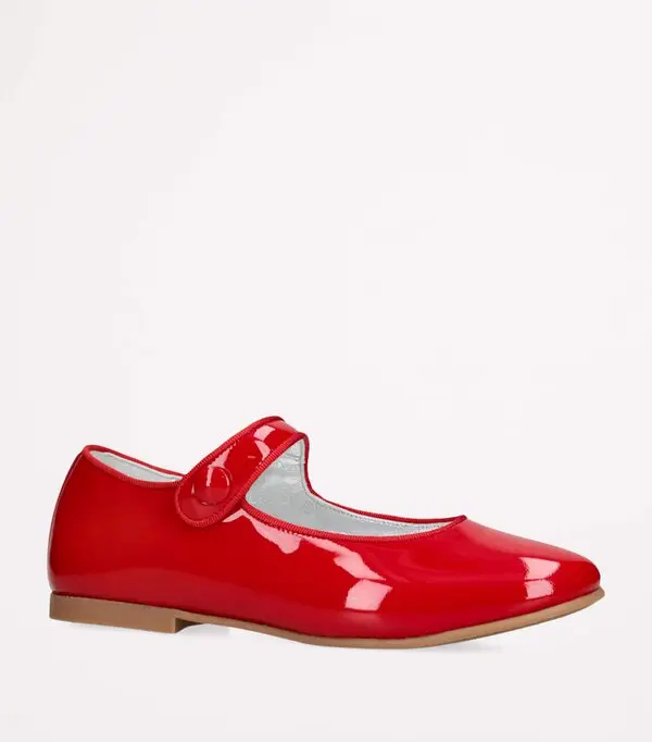 PAPOUELLI Patent Leather Angelica Mary Jane Shoes - Red