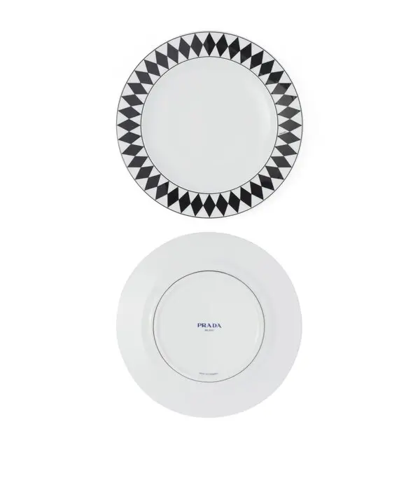 Prada Set Of 2 Chequerboard Dinner Plates