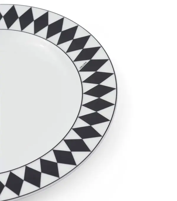 Prada Set Of 2 Chequerboard Dinner Plates