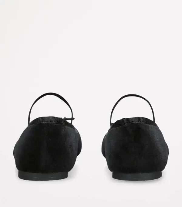 PAPOUELLI Velvet Callie Ballet Flats With Bow Detail