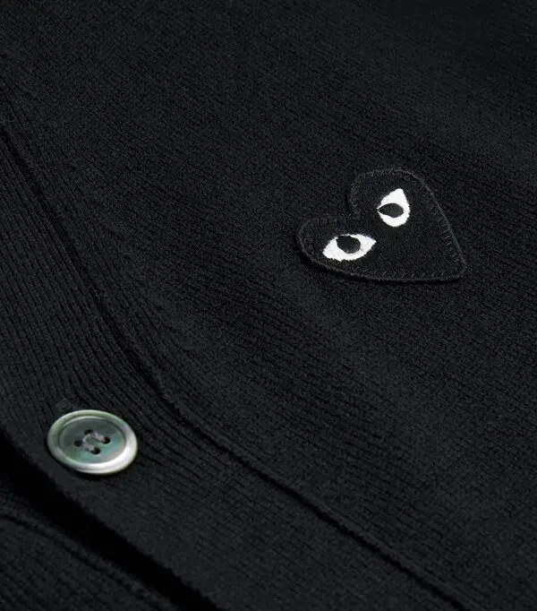 Play Comme Des Garcon Wool Heart Cardigan